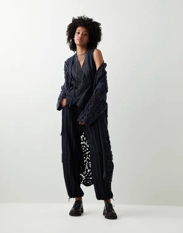 Brunello Cucinelli Crochet Design Long-sleeve Cardigan