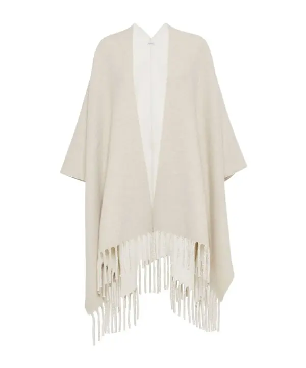 Brunello Cucinelli Knitted Cape With Tassel Trim
