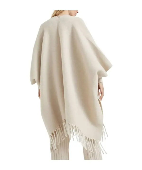 Brunello Cucinelli Knitted Cape With Tassel Trim