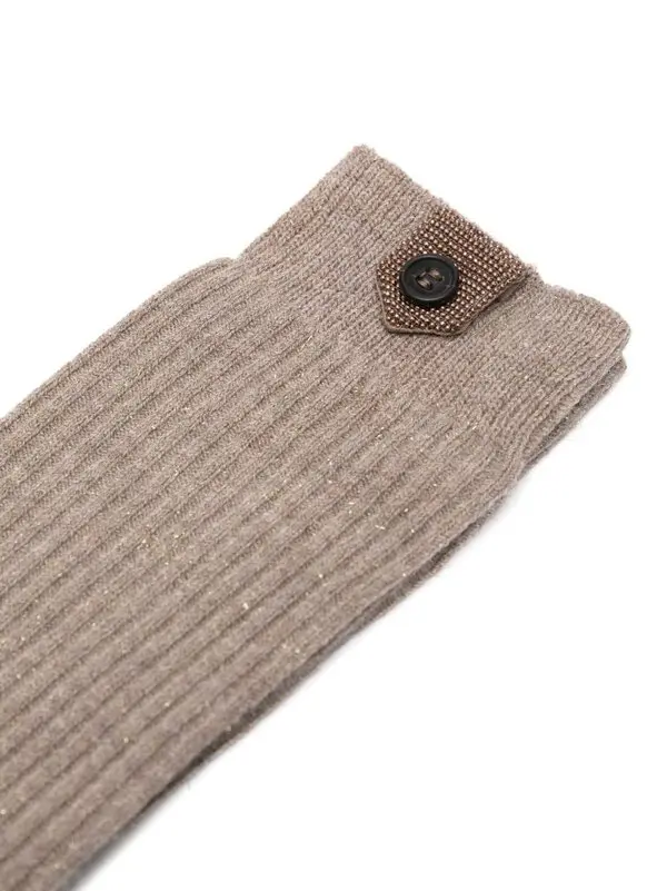 Brunello Cucinelli Ribbed Knit Knee-high Socks With Metallic Threading