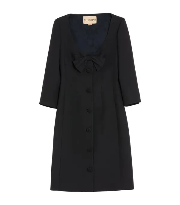 Valentino Garavani Virgin Wool-silk Midi Dress With Bow Detail