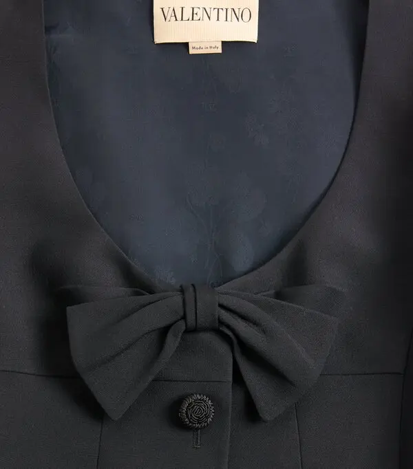 Valentino Garavani Virgin Wool-silk Midi Dress With Bow Detail