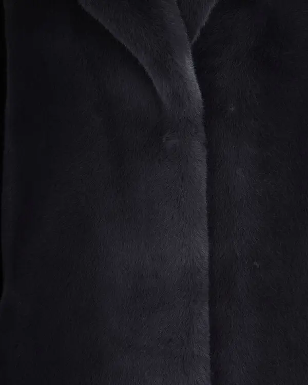 STAND STUDIO Lapel Long-sleeved Coat - Black