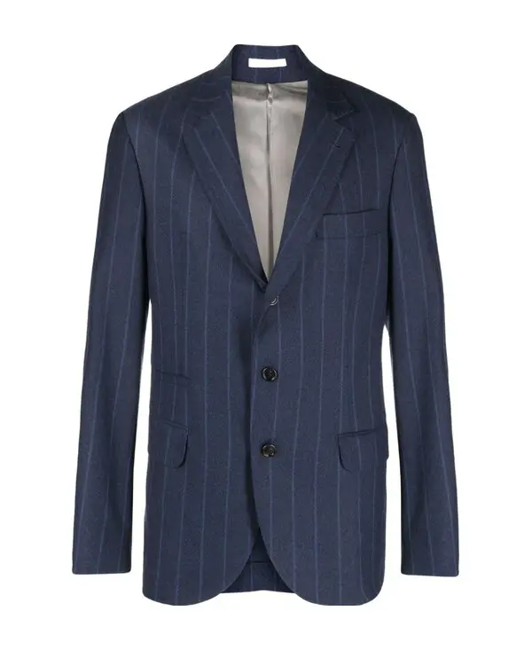 Brunello Cucinelli Pinstripe-pattern Virgin Wool Blazer - Blue