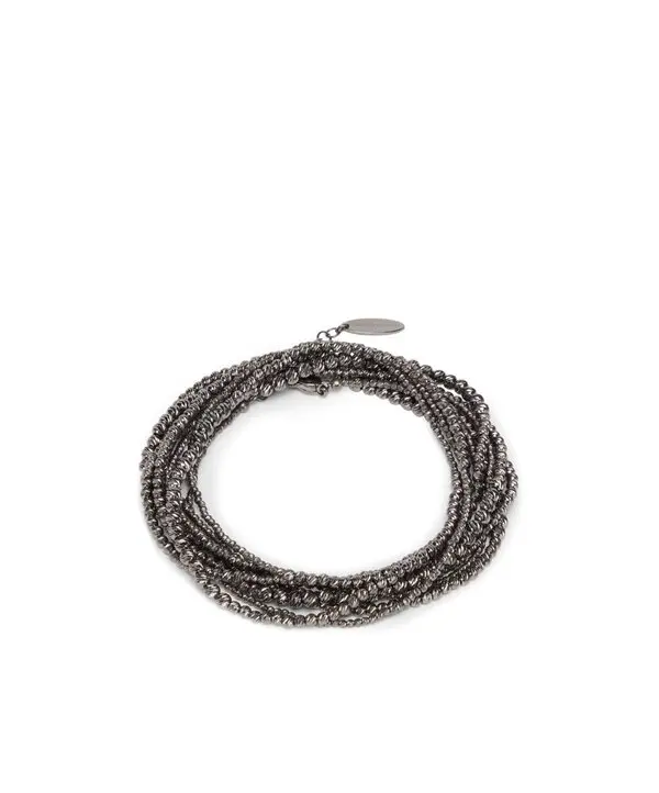 Brunello Cucinelli Beaded Sterling Silver Bracelet - Black