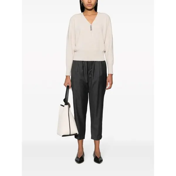 Brunello Cucinelli Embellished V-neck Jumper