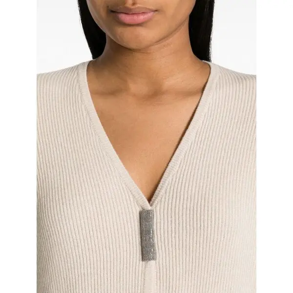 Brunello Cucinelli Embellished V-neck Jumper