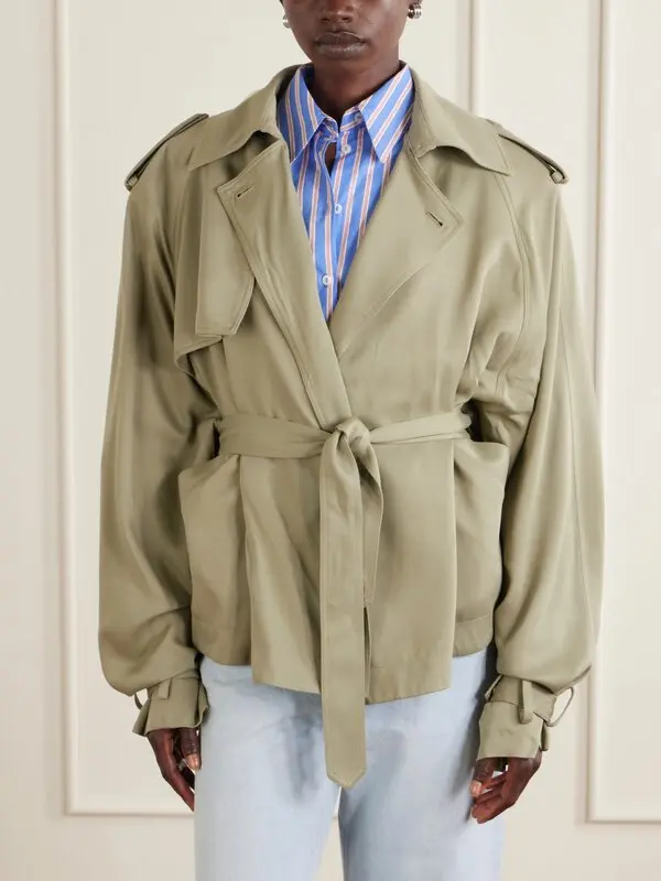 THE FRANKIE SHOP Elva Belted Twill Trench Coat