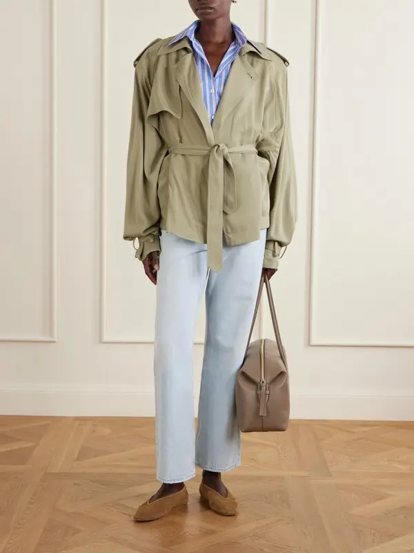 THE FRANKIE SHOP Elva Belted Twill Trench Coat