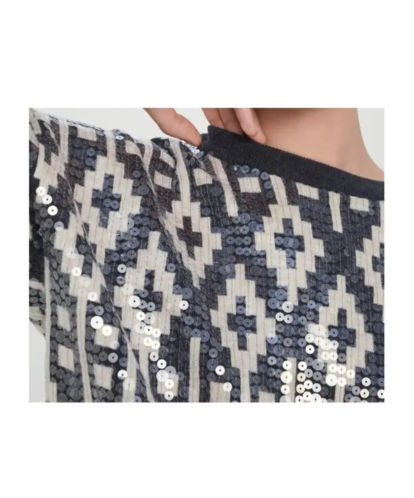 Brunello Cucinelli Geometric Sequin Embellished Crewneck Sweatshirt
