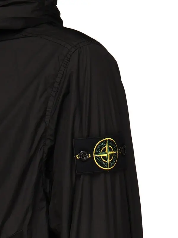 Stone Island Compass Patch Hooded Jacket - Black