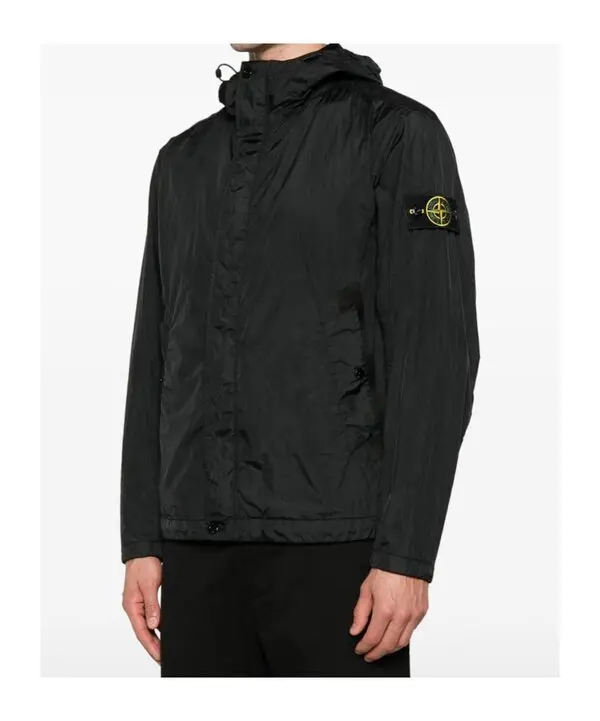 Stone Island Compass Patch Hooded Jacket - Black