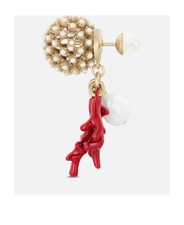 Dior Tribales Earring With Pearl And Coral Pendant