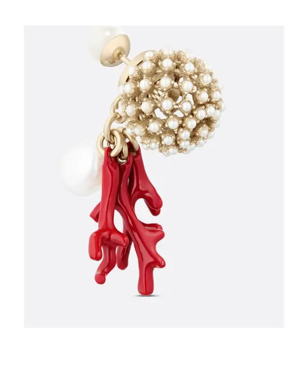Dior Tribales Earring With Pearl And Coral Pendant