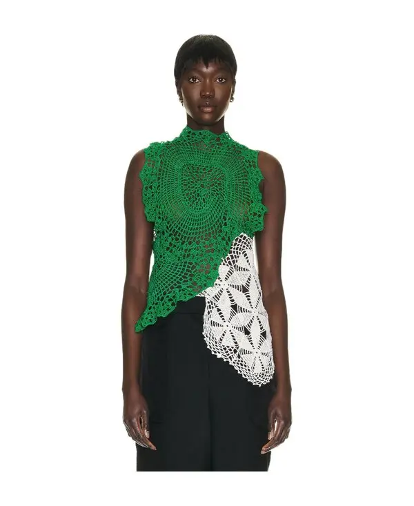 THE ROW Christa Crochet Asymmetric Top
