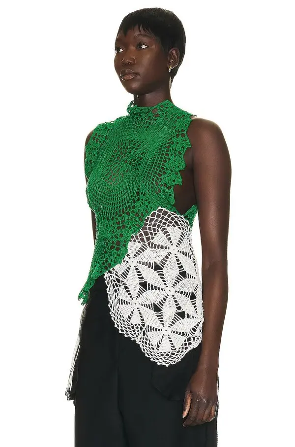 THE ROW Christa Crochet Asymmetric Top