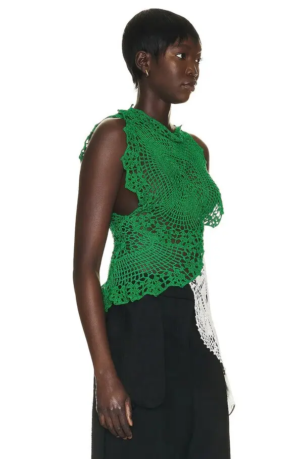 THE ROW Christa Crochet Asymmetric Top