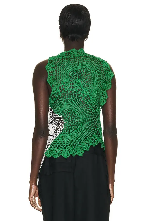THE ROW Christa Crochet Asymmetric Top