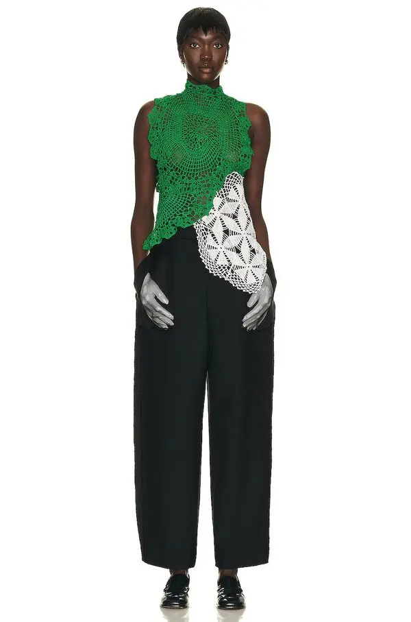 THE ROW Christa Crochet Asymmetric Top