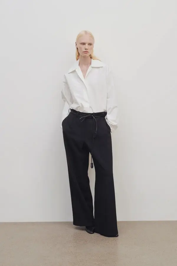 THE ROW Freshly Cut Wool Wide-leg Casual Pants