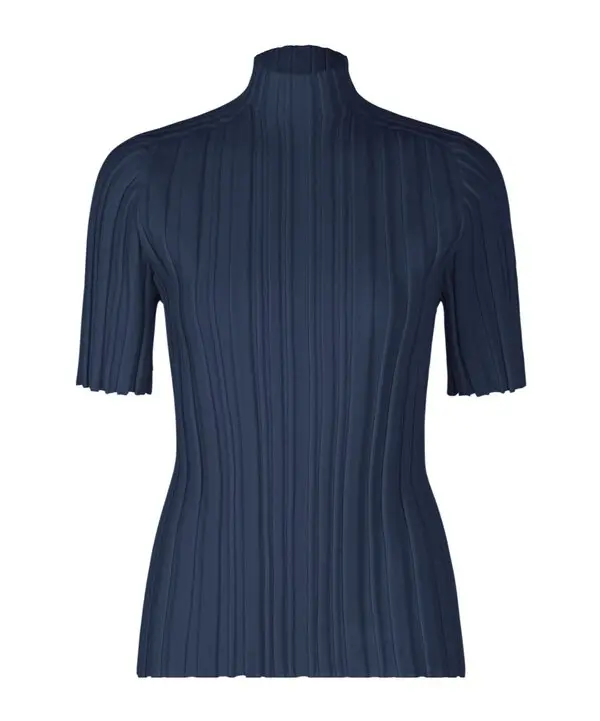 Issey Miyake Ribbed Knit Turtleneck Sweater - Navy