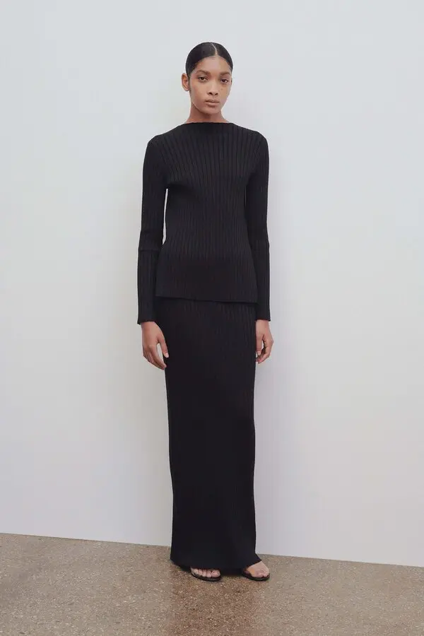THE ROW Ribbed Silk Maxi Skirt
