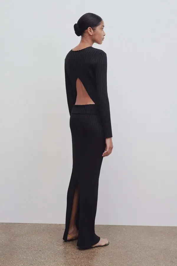 THE ROW Ribbed Silk Maxi Skirt