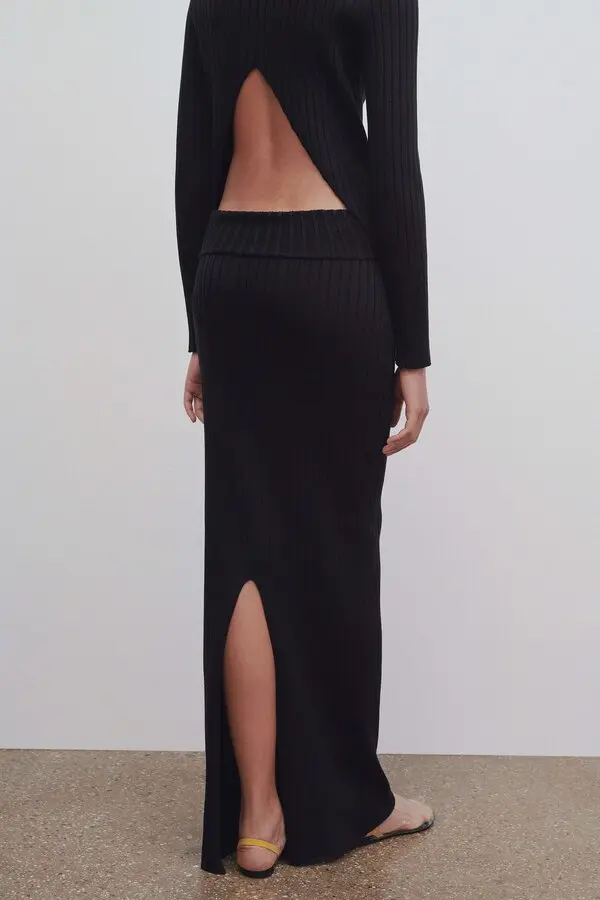 THE ROW Ribbed Silk Maxi Skirt
