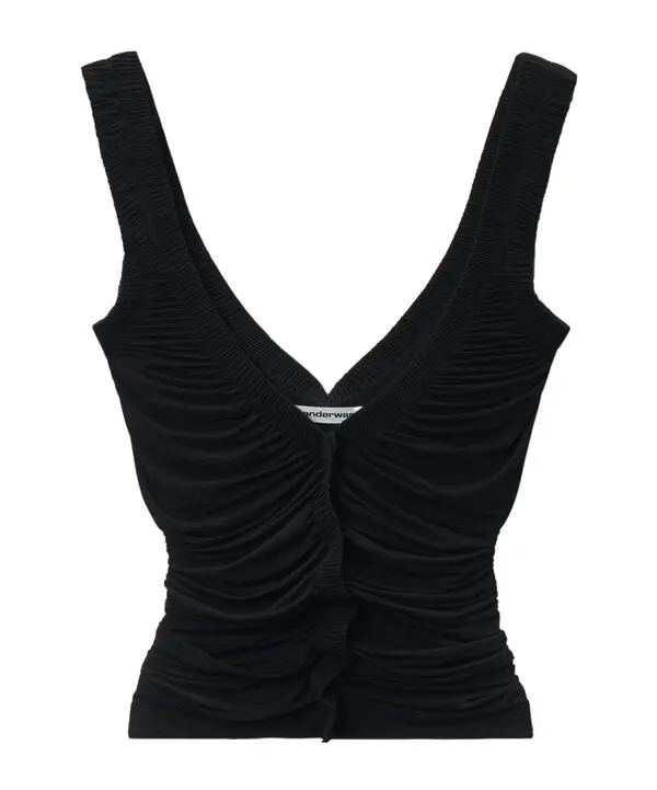 Alexander Wang Draped Tank Top With Asymmetrical Ruching - Black