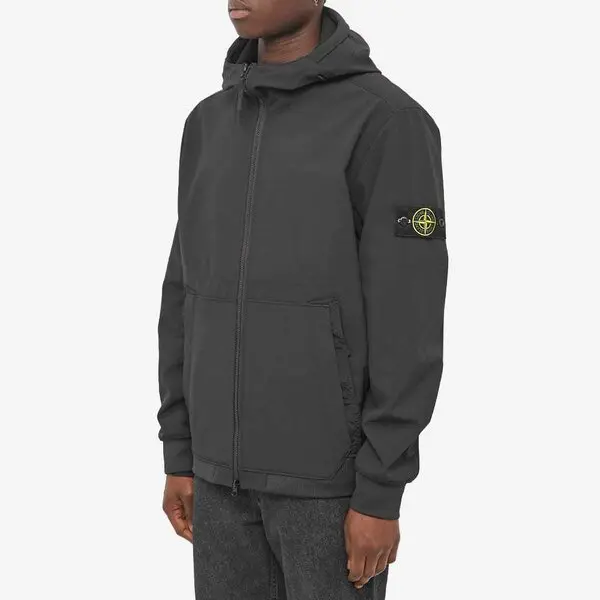 Stone Island Logo Patch Hooded Zip-up Jacket
