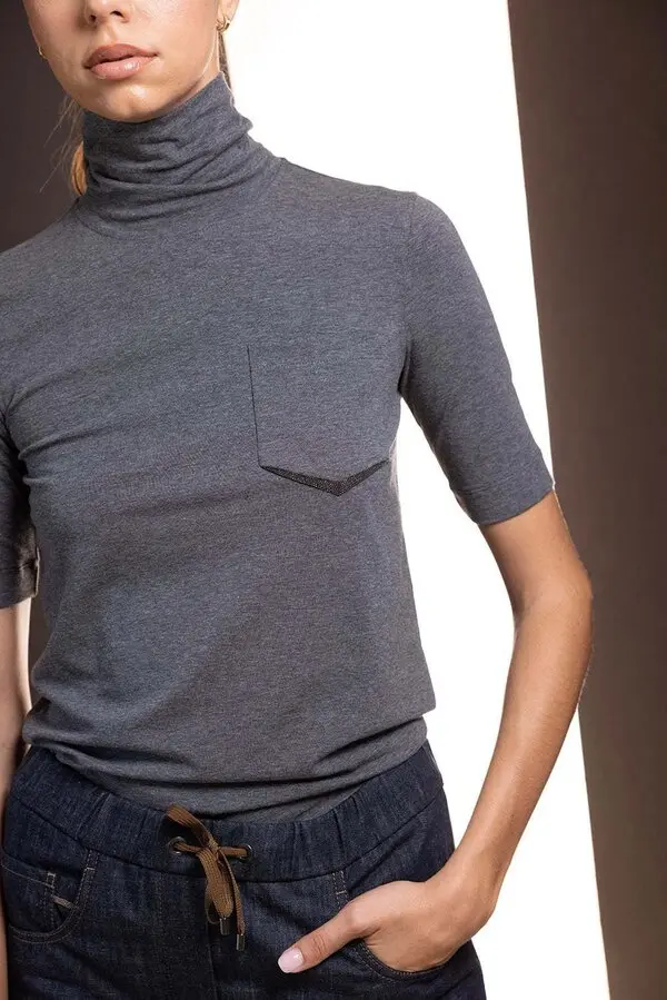 Brunello Cucinelli High Neck Pocket T-shirt
