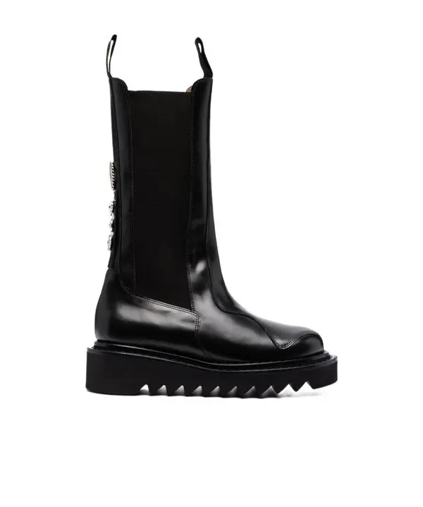 Toga Ridged Sole Mid-calf Boots - Black