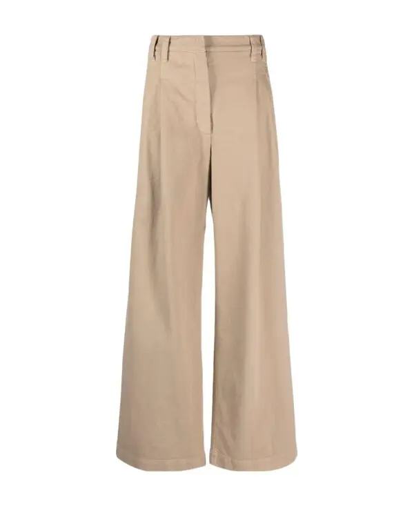Brunello Cucinelli High-waisted Wide Leg Trousers - Nude