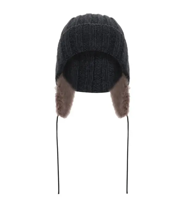 Brunello Cucinelli Monili Embellished Ribbed Knit Beanie - Black