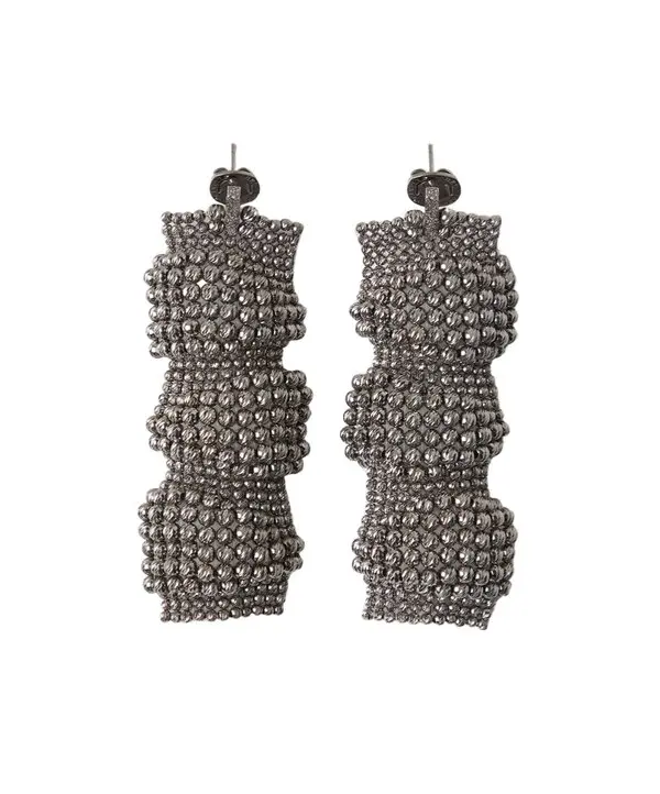 Brunello Cucinelli Sculptural Embellished Earrings - Black