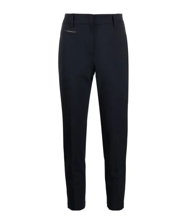 Brunello Cucinelli Mid Rise Cropped Trousers With Monili Chain Detail