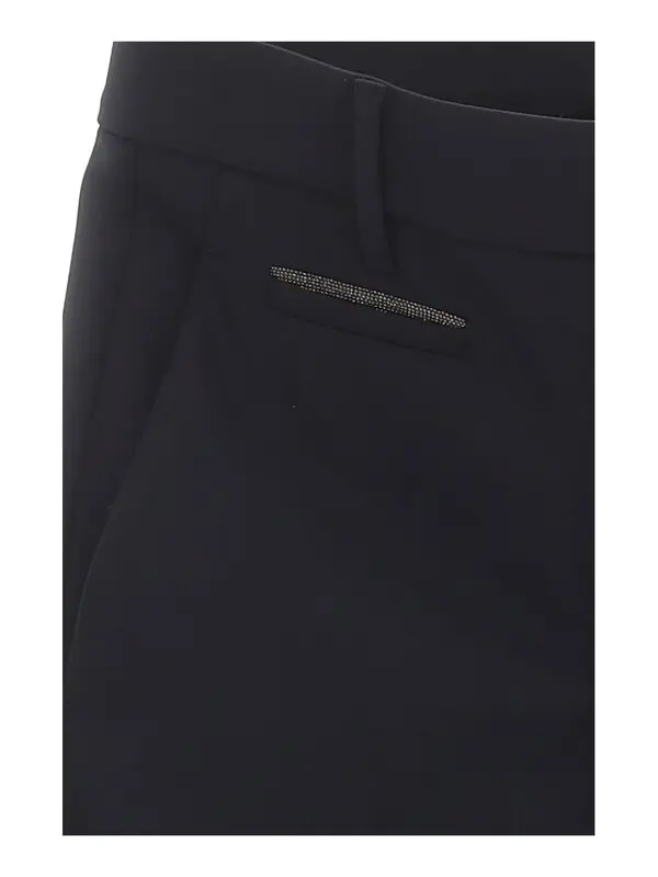 Brunello Cucinelli Mid Rise Cropped Trousers With Monili Chain Detail
