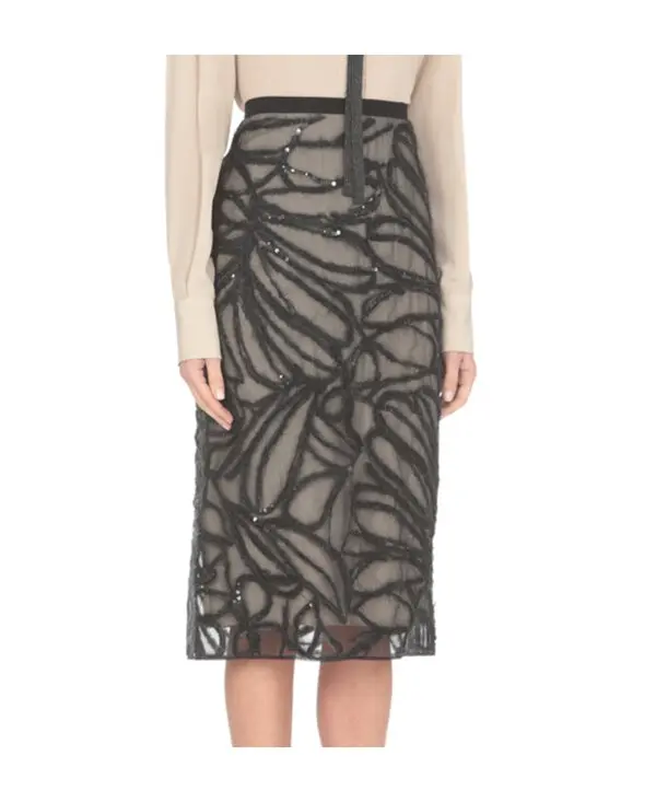 Brunello Cucinelli Embroidered Sequined Skirt
