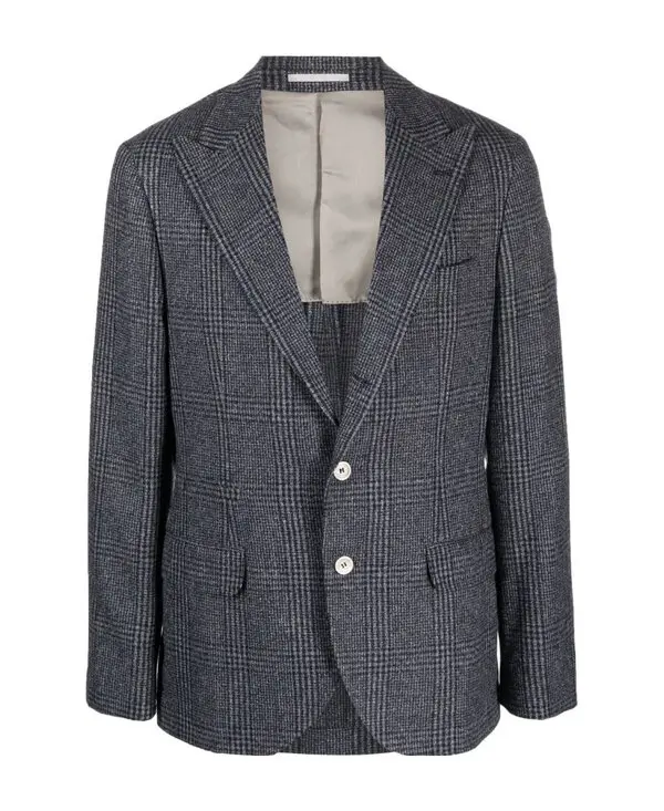 Brunello Cucinelli Check-plaid Single-breasted Blazer - Black