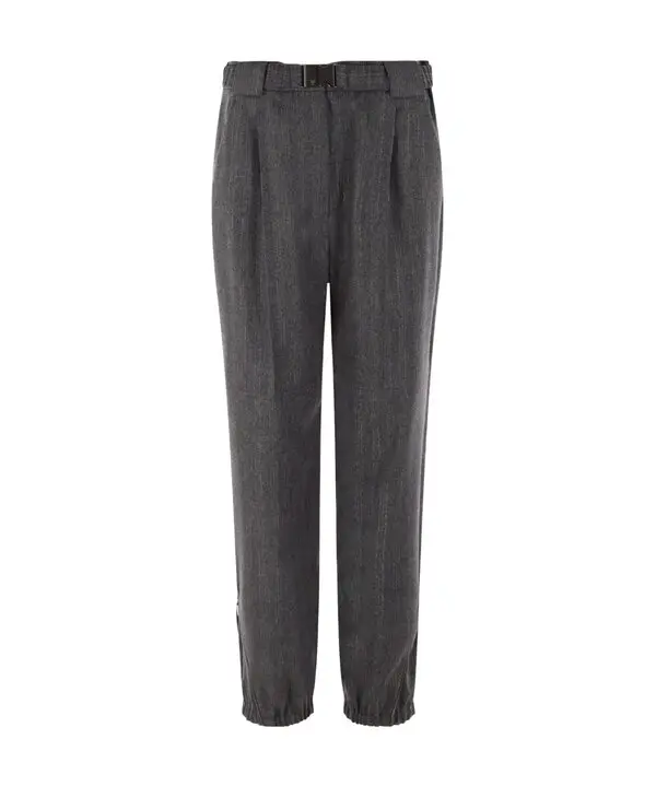 Brunello Cucinelli Belted Waist Ankle Zipped Trousers