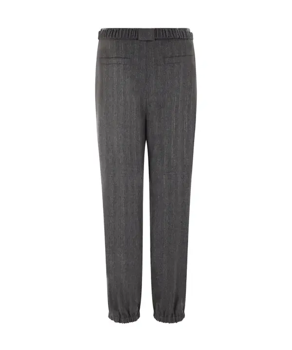 Brunello Cucinelli Belted Waist Ankle Zipped Trousers