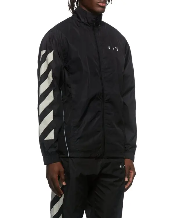 Off-White Diagonal Stripe Detail Zip-up Windbreaker
