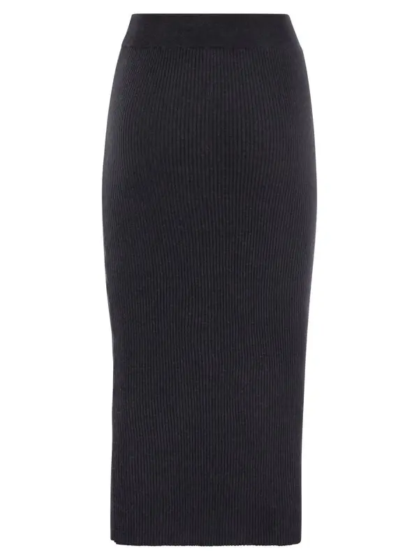 Brunello Cucinelli Ribbed Drawstring Midi Skirt