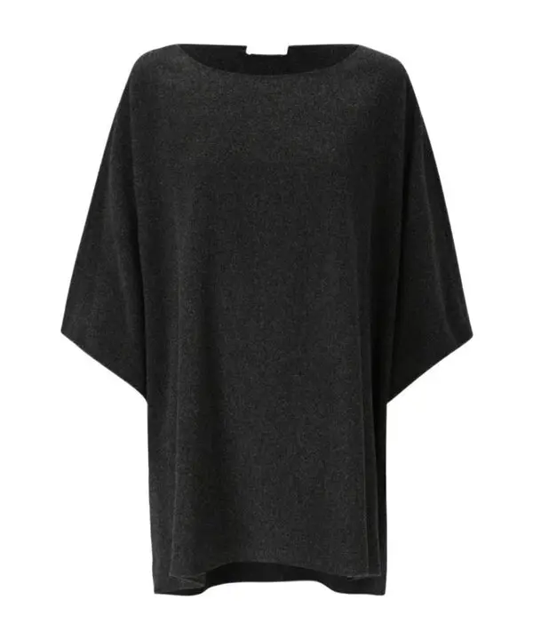 THE ROW Round-neck Pullover With Shawl Sleeves And Asymmetrical Hem - Black