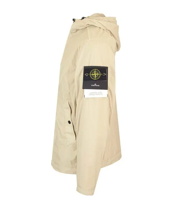 Stone Island Hooded Short Jacket With Logo Patch