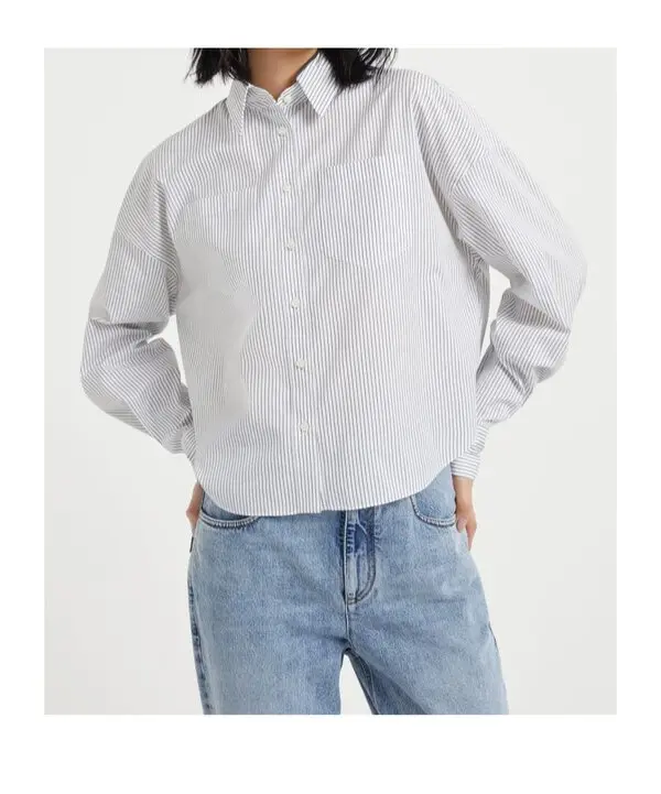Brunello Cucinelli Striped Cotton Poplin Shirt