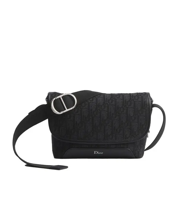 Dior Mini Jett Messenger Bag With Flap - Black