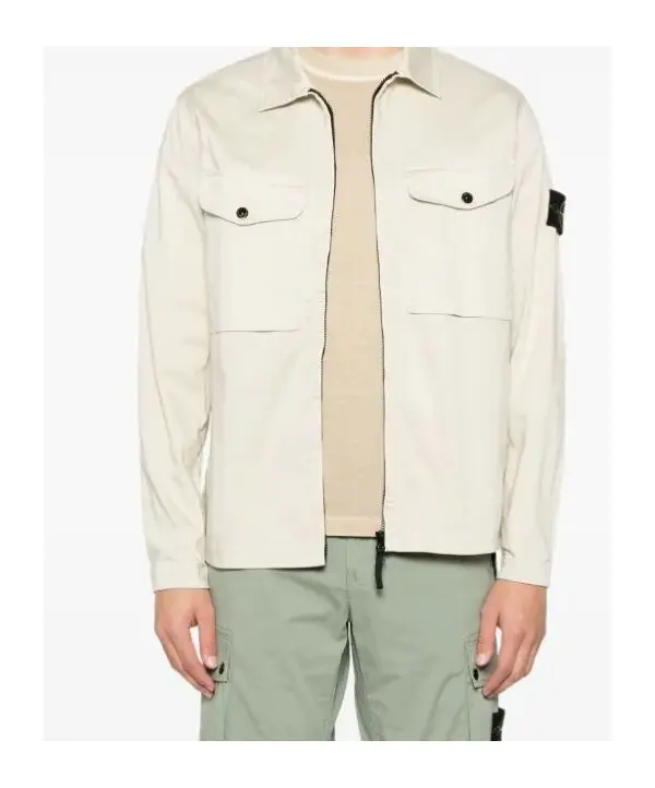 Stone Island Compass Patch Zipped Overshirt