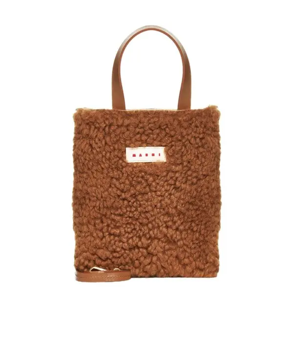 Marni Shearling Logo Patch Tote Bag