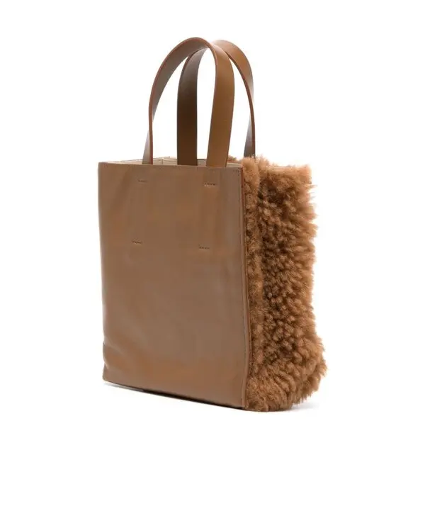 Marni Shearling Logo Patch Tote Bag